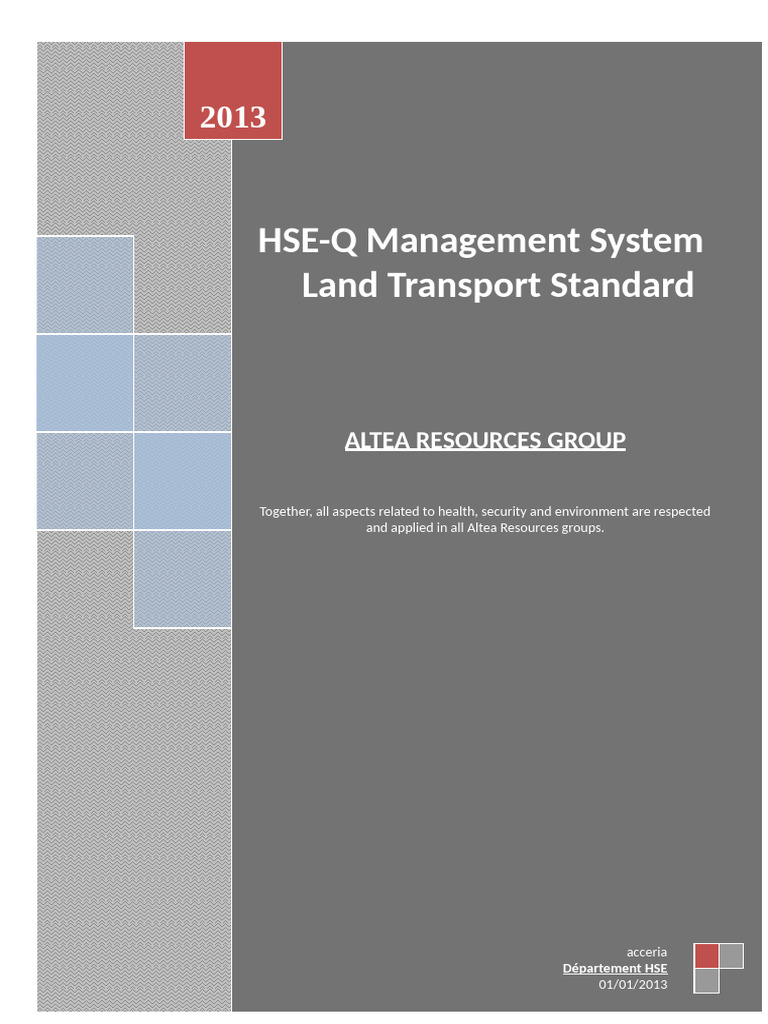 Altea - HSE-Q - Land Transport Standard - Procedure | PDF | Truck ...