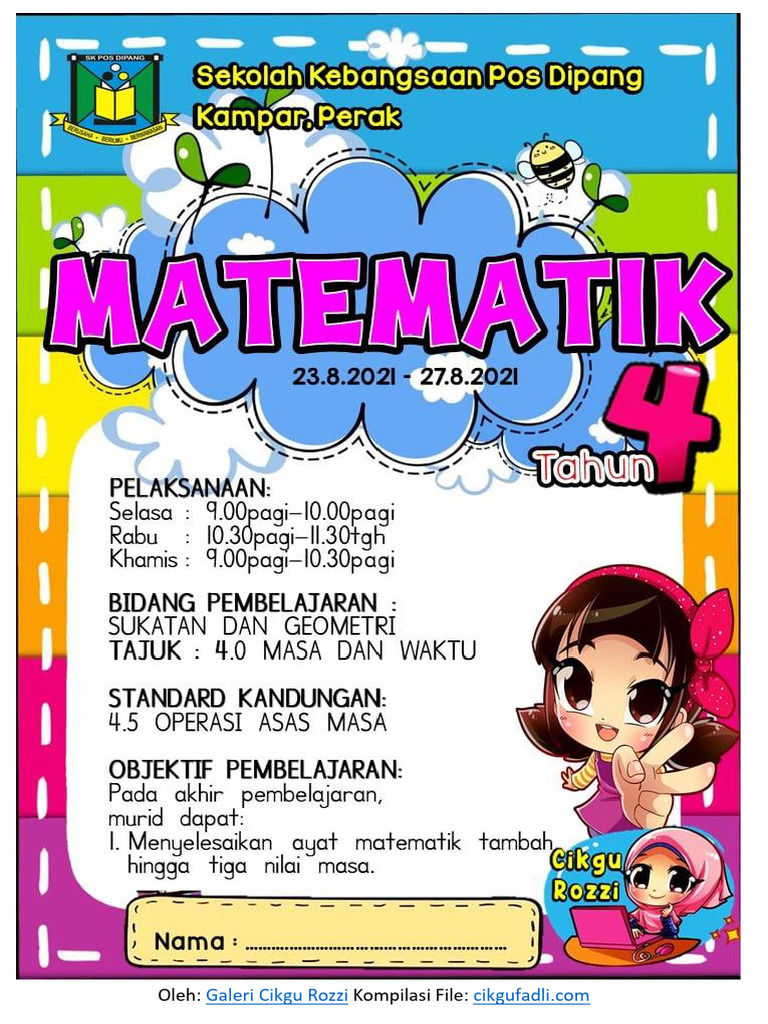Modul PDPR Matematik Tahun 4 Topik 4.0 Masa Dan Waktu 4.5 Operasi Asas ...
