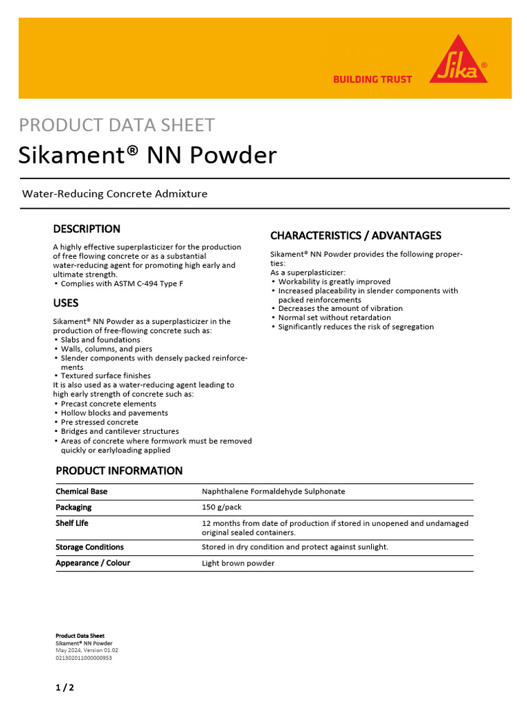 sikament_nn_powder | PDF | Concrete | Civil Engineering