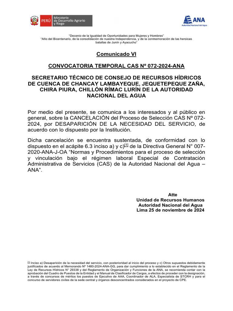 Comunicado VI ST 072 | PDF