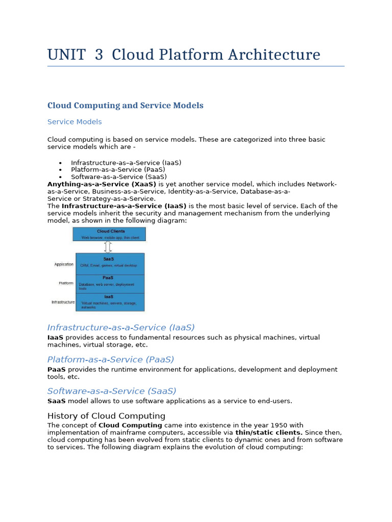 UNIT 3 Cloud Platform Architecture | PDF | Cloud Computing | Service Oriented Architecture