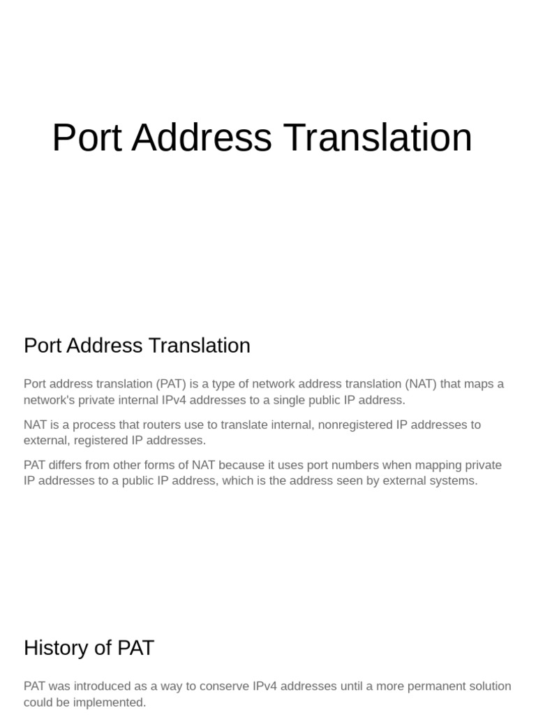 Port Address Translation | PDF | Internet Protocols | Ip Address