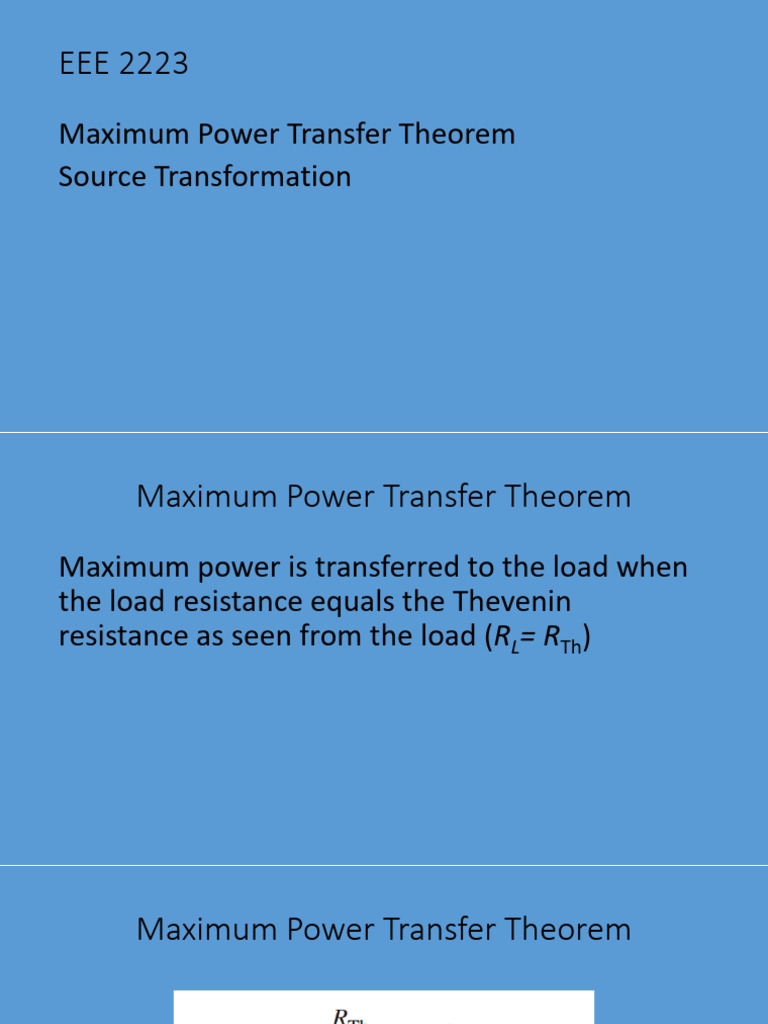 Thevenin Maximum Power Transfer Source Transformation | PDF | Computer ...