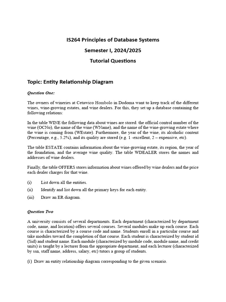 Assignment I ER Diagrams | PDF | Databases | Computing
