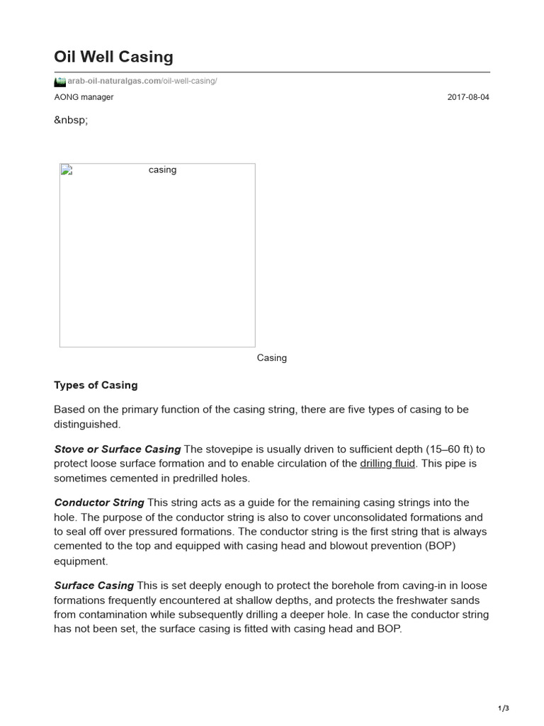 arab-oil-naturalgas.com-Oil Well Casing | PDF | Casing (Borehole) | Oil Well