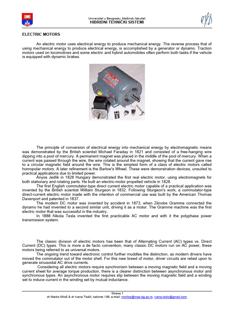 EMA 1a | PDF | Electric Motor | Magnetic Devices