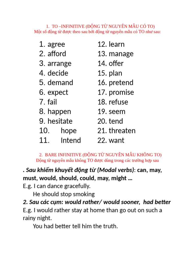 TO-INF + BARE INF | PDF