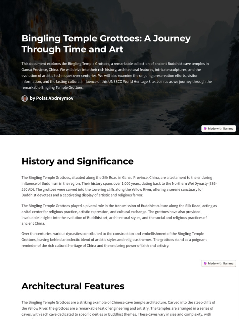 Bingling Temple Grottoes Guide | PDF | Sculpture | Temple