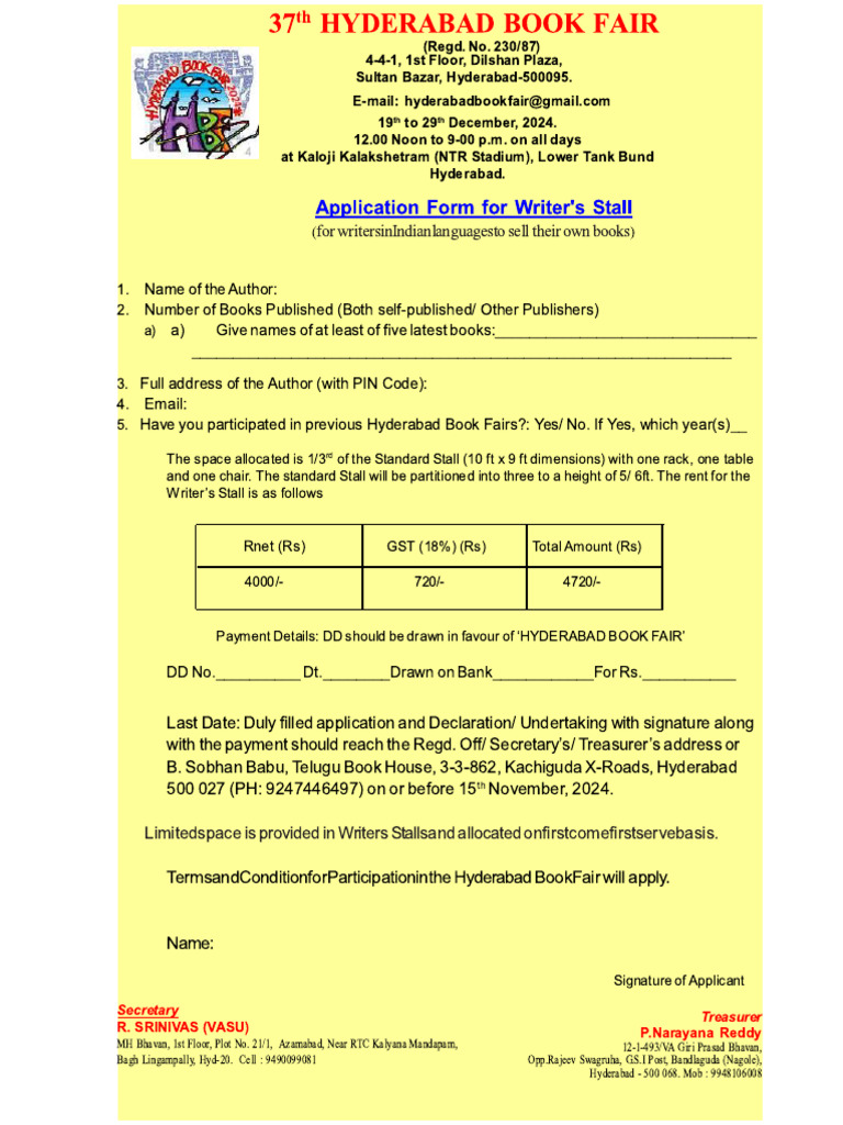 37th Writer Stall Application Form | PDF
