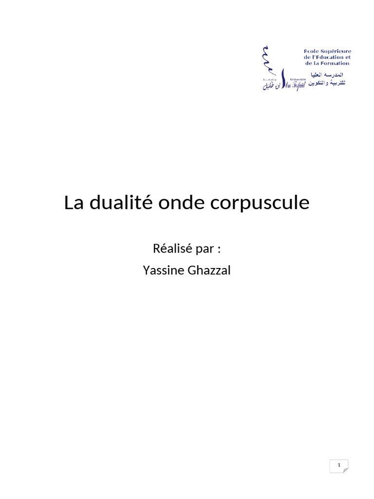 Dualité Onde-Corpuscule en Physique | PDF | Électron | Photon