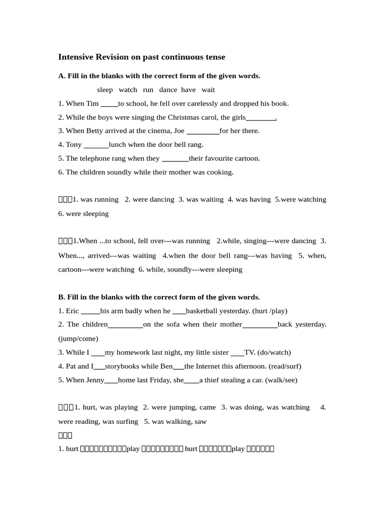P5B - Intensive Revision On Past Continuous Tense | PDF