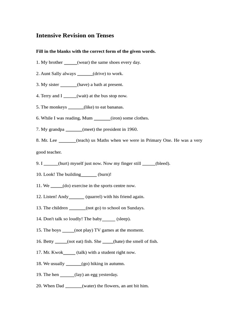 P5B - Intensive Revision On Different Tenses | PDF