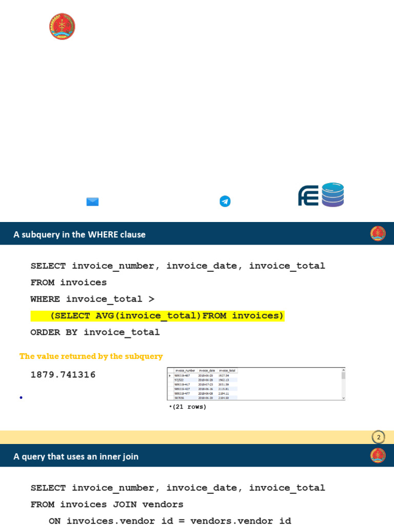 Chapter 10 How to code subqueries Lab | PDF | Databases | Data Management