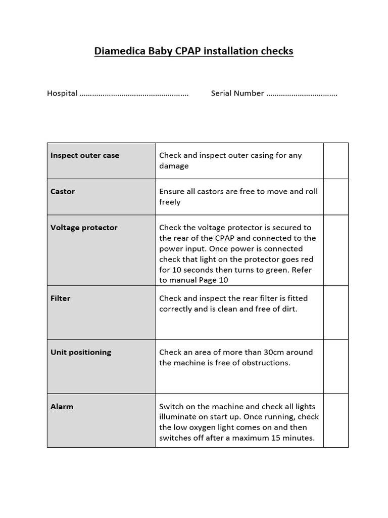 CPAP installation checks | PDF