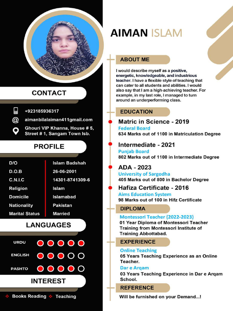 Aiman Islam Islamabad - CV | PDF