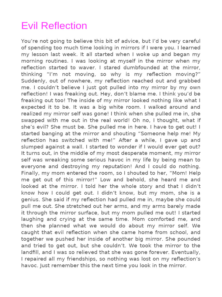 Mirror Reflection Horror Tale | PDF