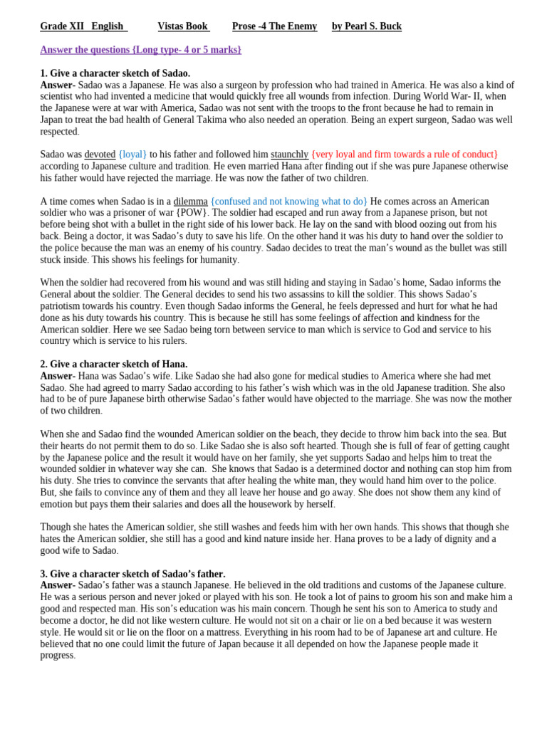 Vistas Book Prose-4 The Enemy | PDF | Prisoner Of War