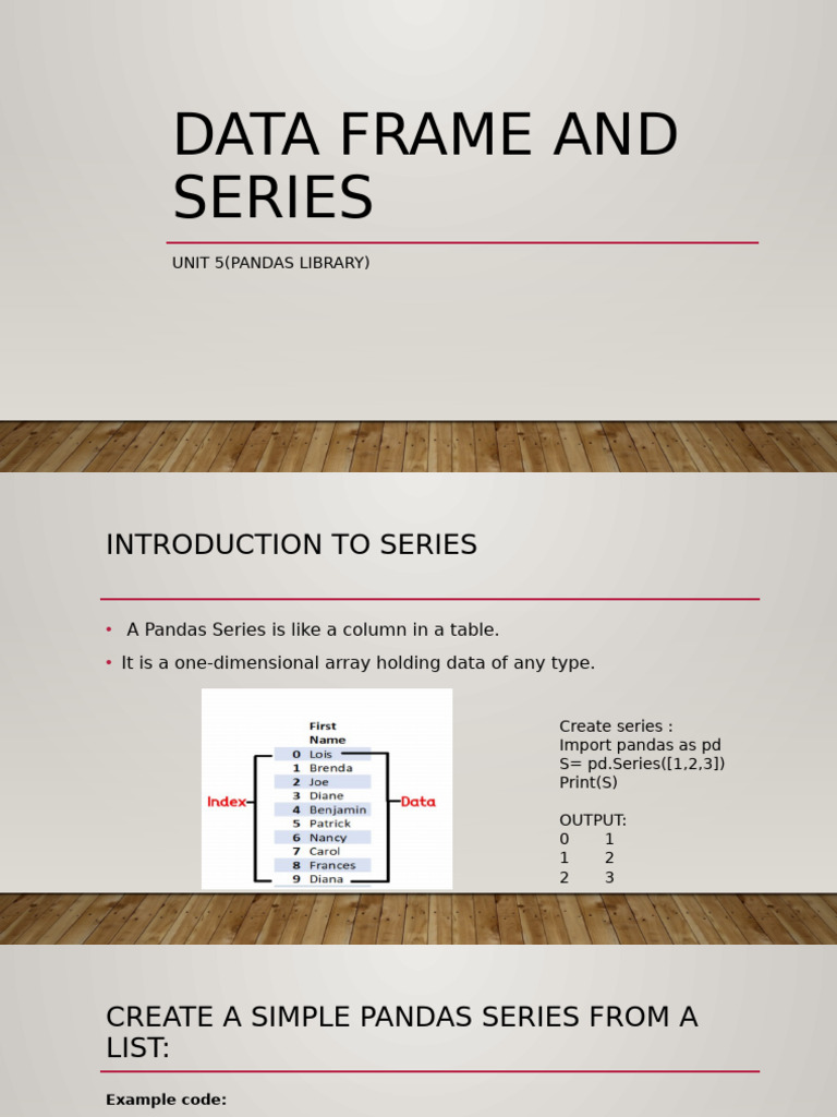Data Frame and Series | PDF | Computer Science | Software Engineering