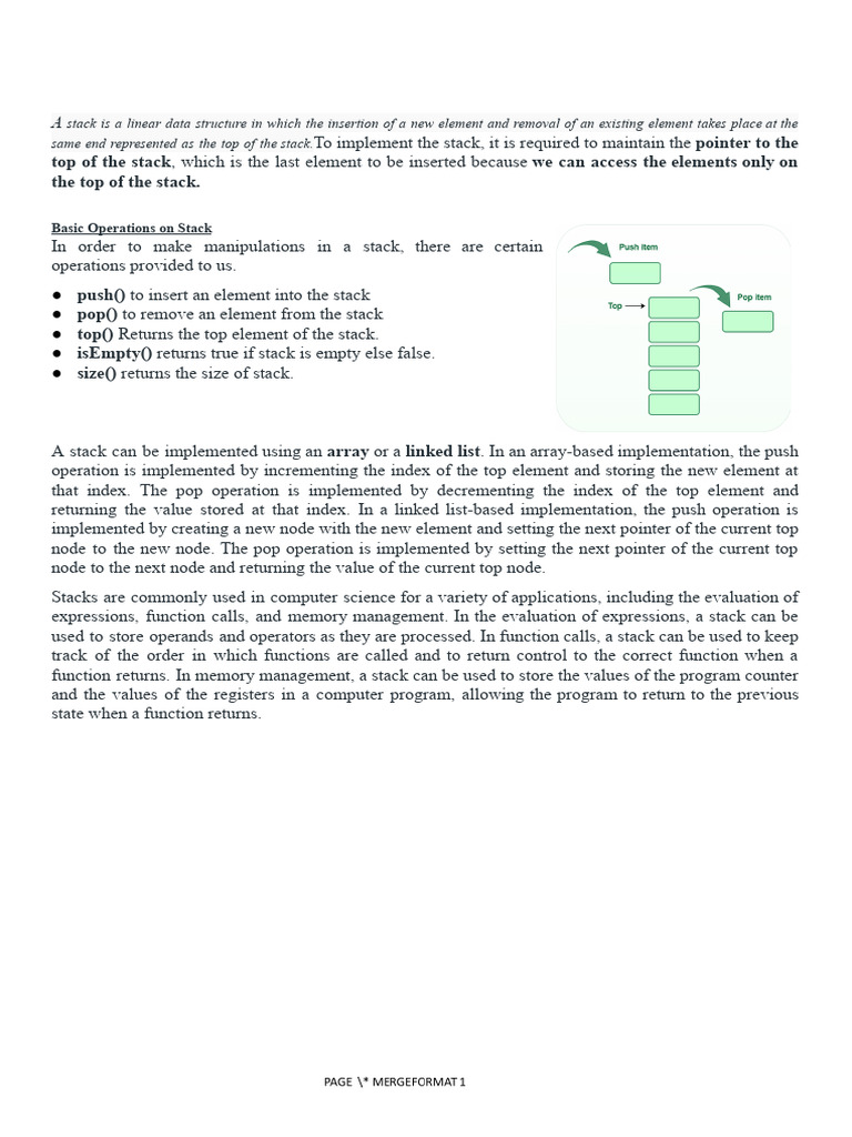 stack | PDF | Pointer (Computer Programming) | Computer Programming stack | PDF | Pointer (Computer Programming) | Computer Programming