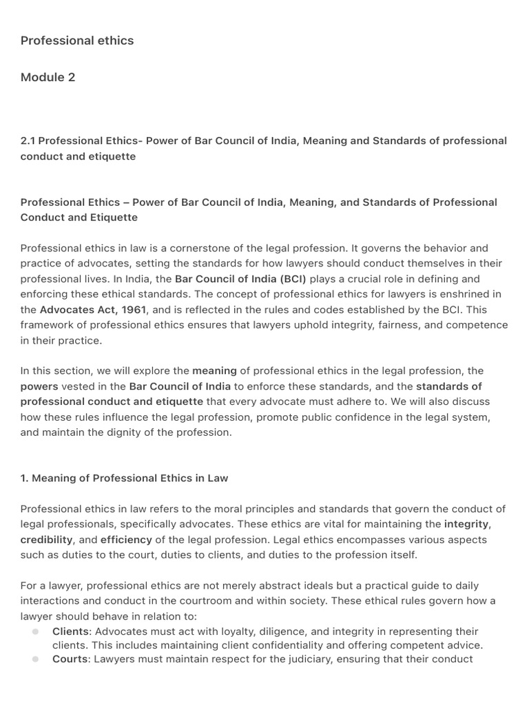 Professional Ethics 2 Pdf Legal Aid Lawyer