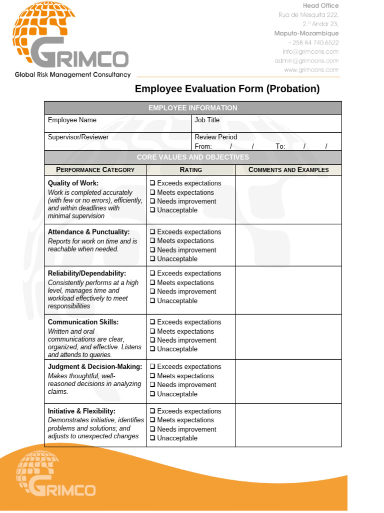 Employee Evaluation Form | PDF | Knowledge | Evaluation