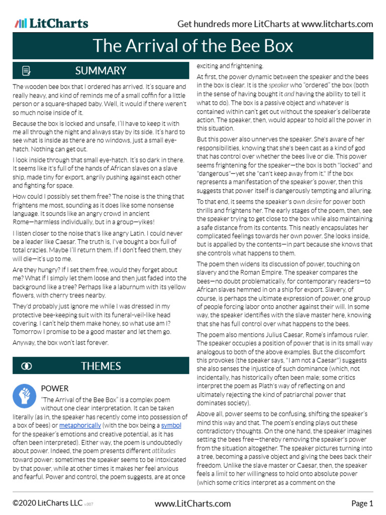 LitCharts The Arrival of The Bee Box | PDF | Poetry | Mind