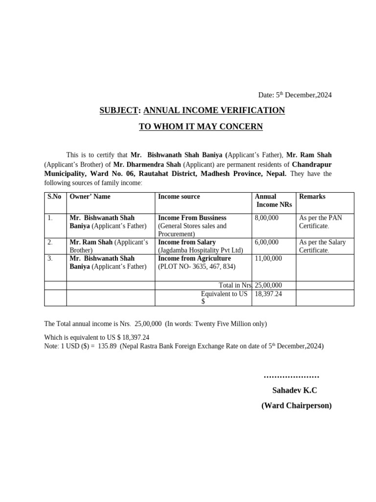 Annual Income Verification | PDF