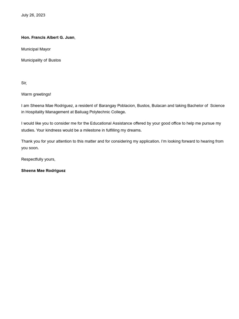 Letter Adressed To Mayor 2 | PDF