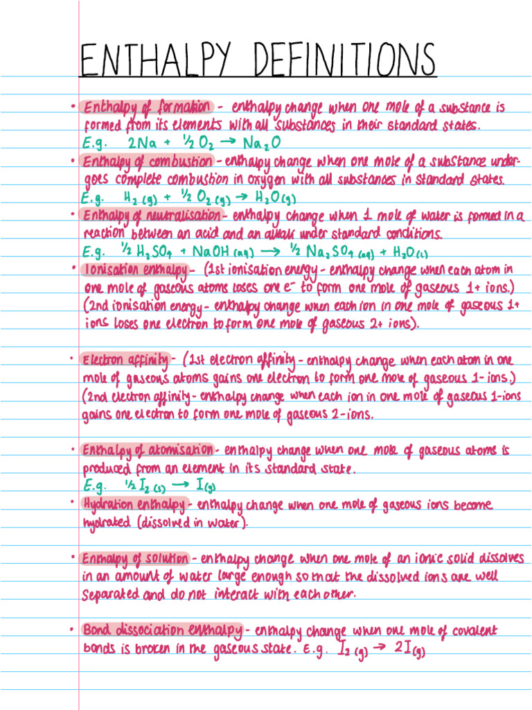 Enthalpy Definitions | PDF