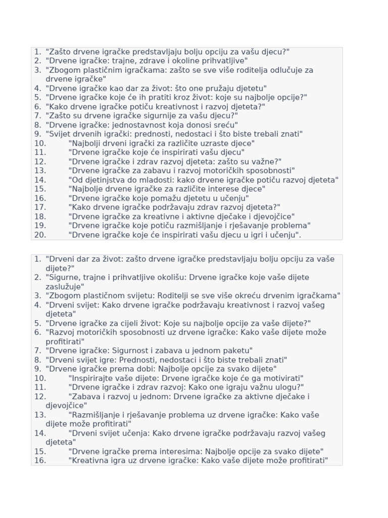 Zašto Drvene Igračke Predstavljaju Bolju Opciju Za Vašu Djecu | PDF