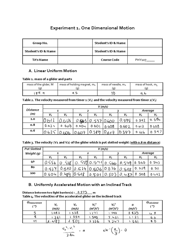 Lab 1 Data Sheet 2 | PDF | Quantity | Physical Sciences