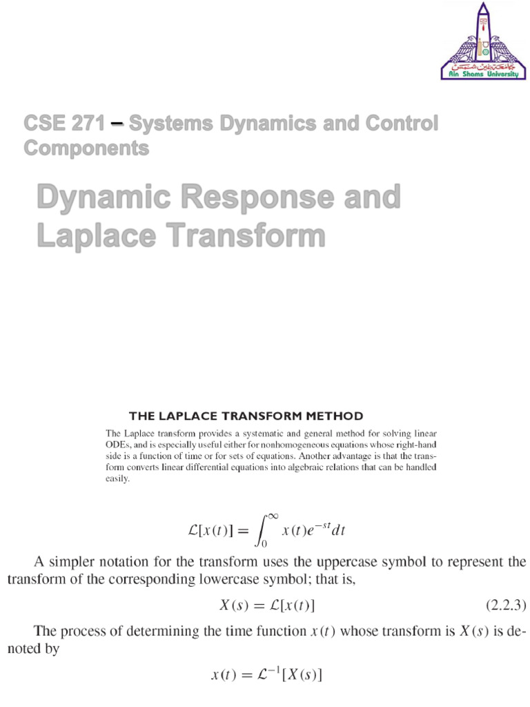 Lecture 8 - Laplace - Transform | PDF | Damping | Applied Mathematics