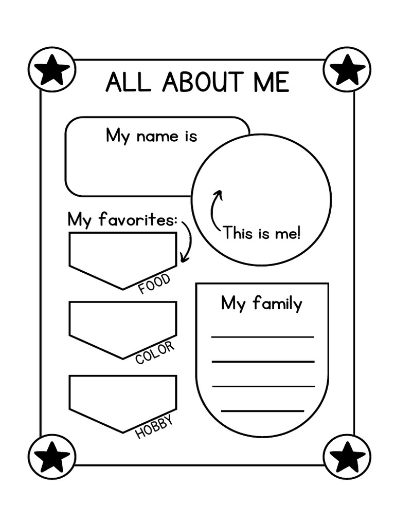 Black and White Minimalistic All About Me Worksheet | PDF