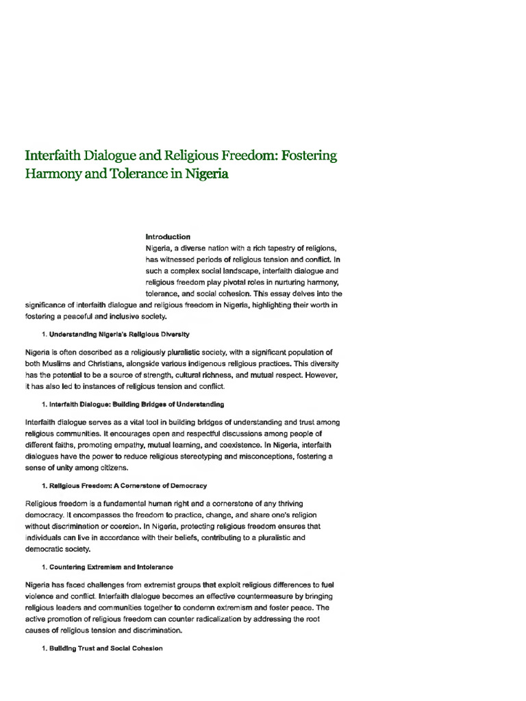 Interfaith Dialogue And Religious Freedom Fostering Harmony And