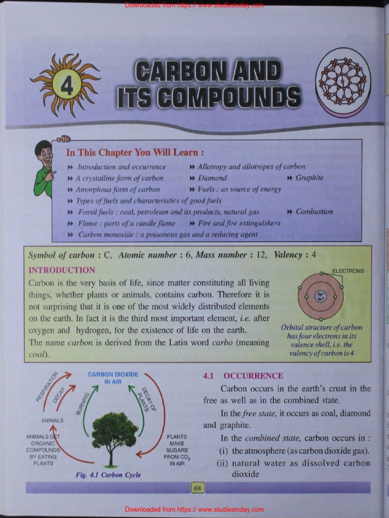 ICSE Class 8 Chemistry Chapter 4 Carbon and Its Compounds | PDF ...