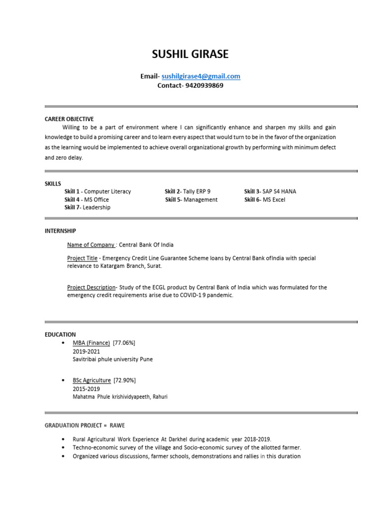 Sushil Girase Resume. | PDF