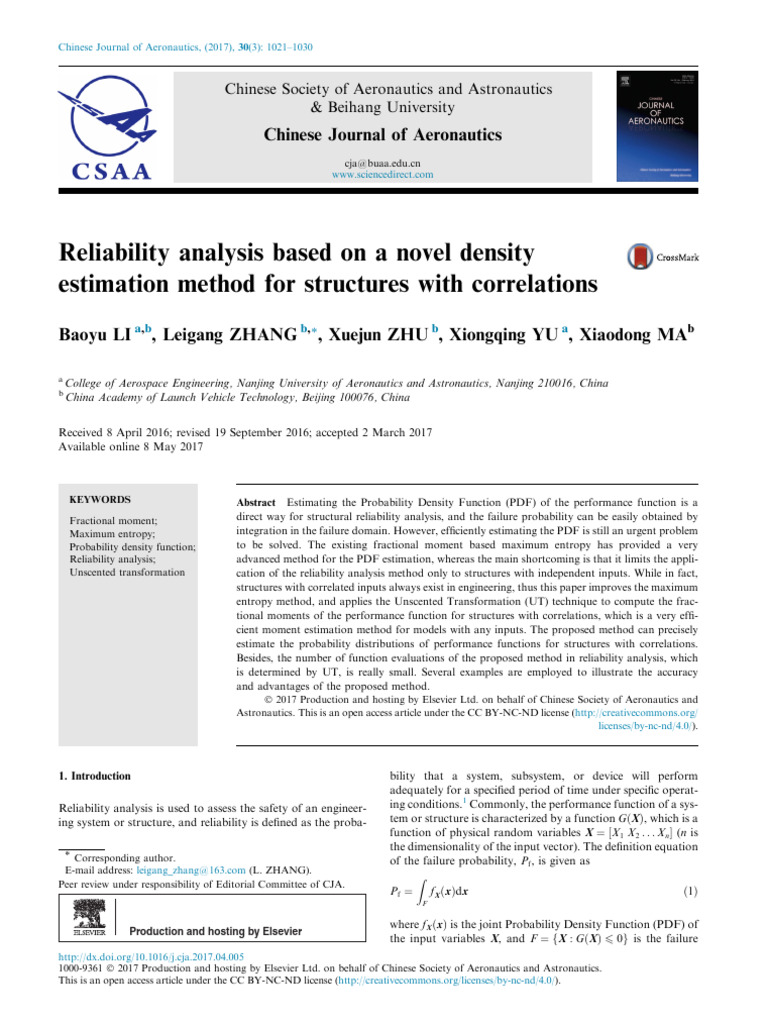 Reliability Analysis Based On A Novel Density Estimation Method For Structures With Correlations ...