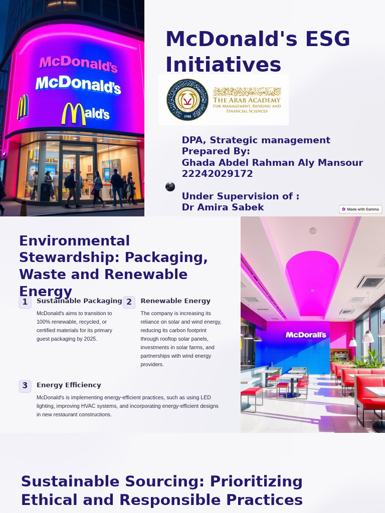 McDonald's ESG Initiatives Overview | PDF | Employment | Sustainability