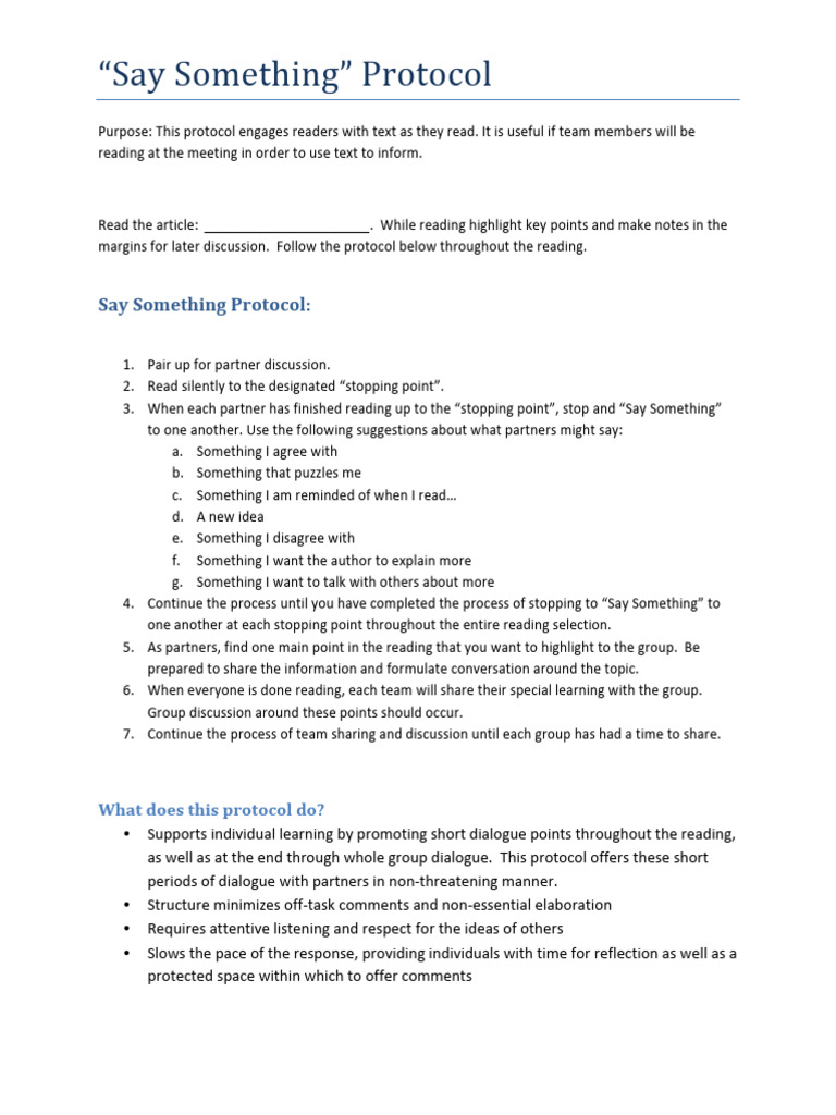 Say Something Protocol - OETC | PDF