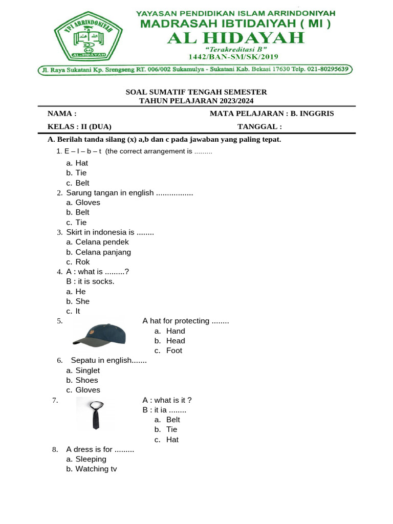 Soal Kls 2 (B.inggris) | PDF