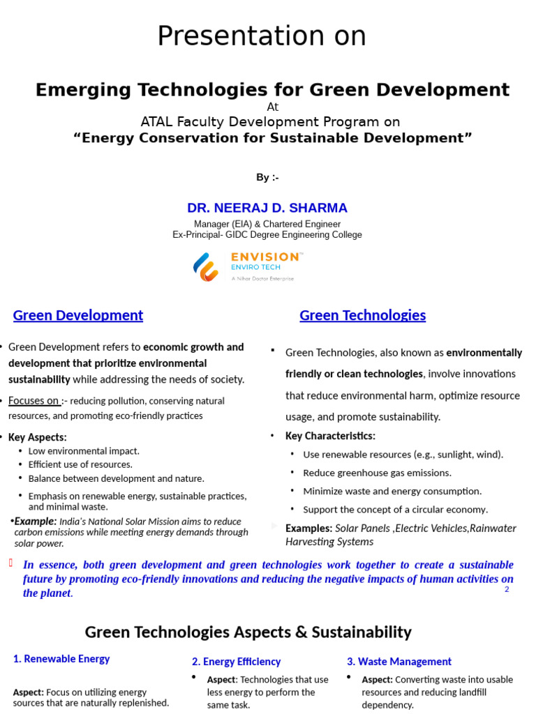 Presentation On: Emerging Technologies For Green Development | PDF | Renewable Energy ...