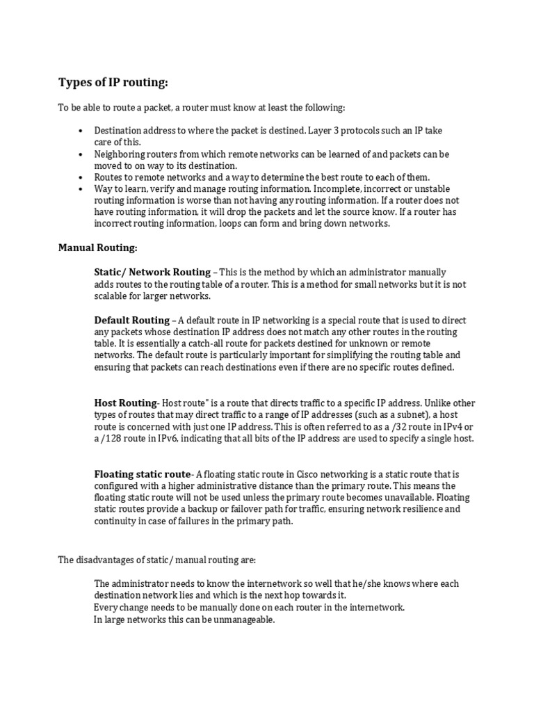 Types of IP Routing - 241130 - 175654 | PDF | Routing | Internet Protocols