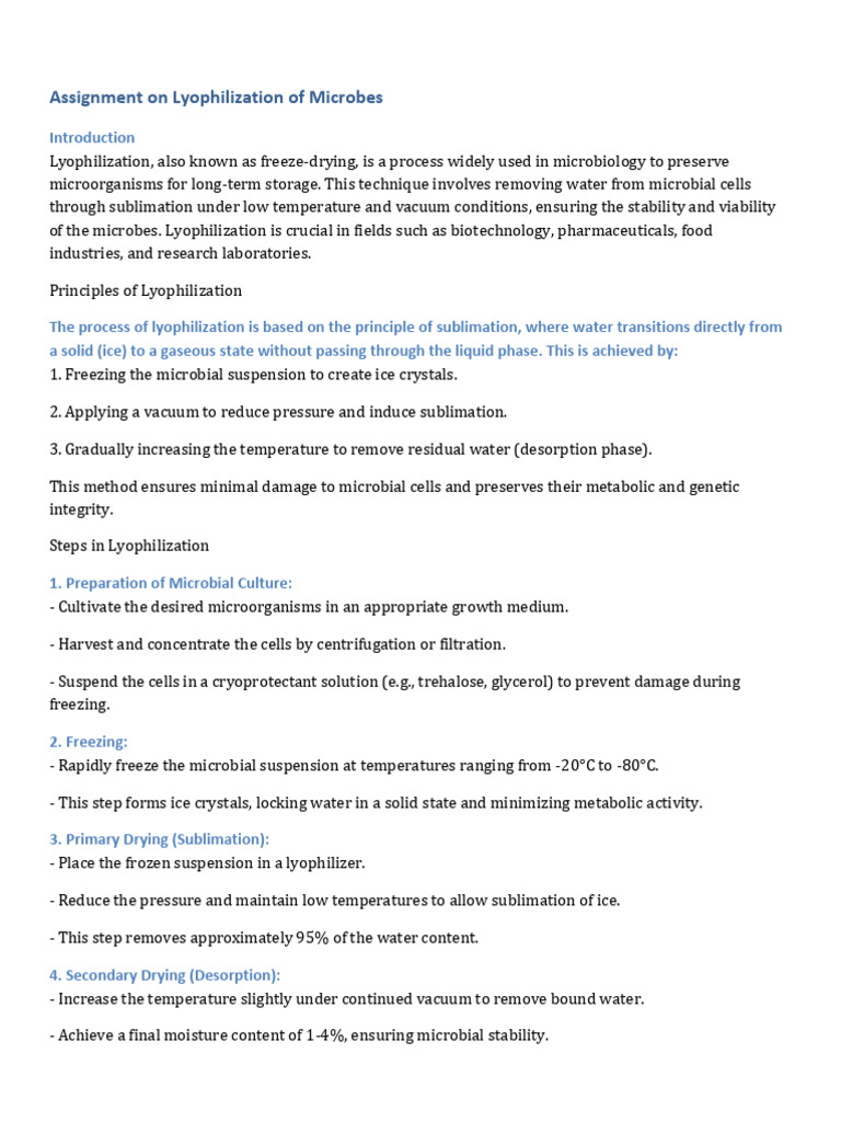 Lyophilization Techniques for Microbes | PDF | Microorganism | Biology