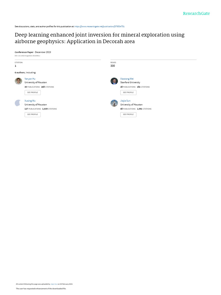 Sun 2024 GEO 3DDeepLearning | PDF | Deep Learning | Geophysics