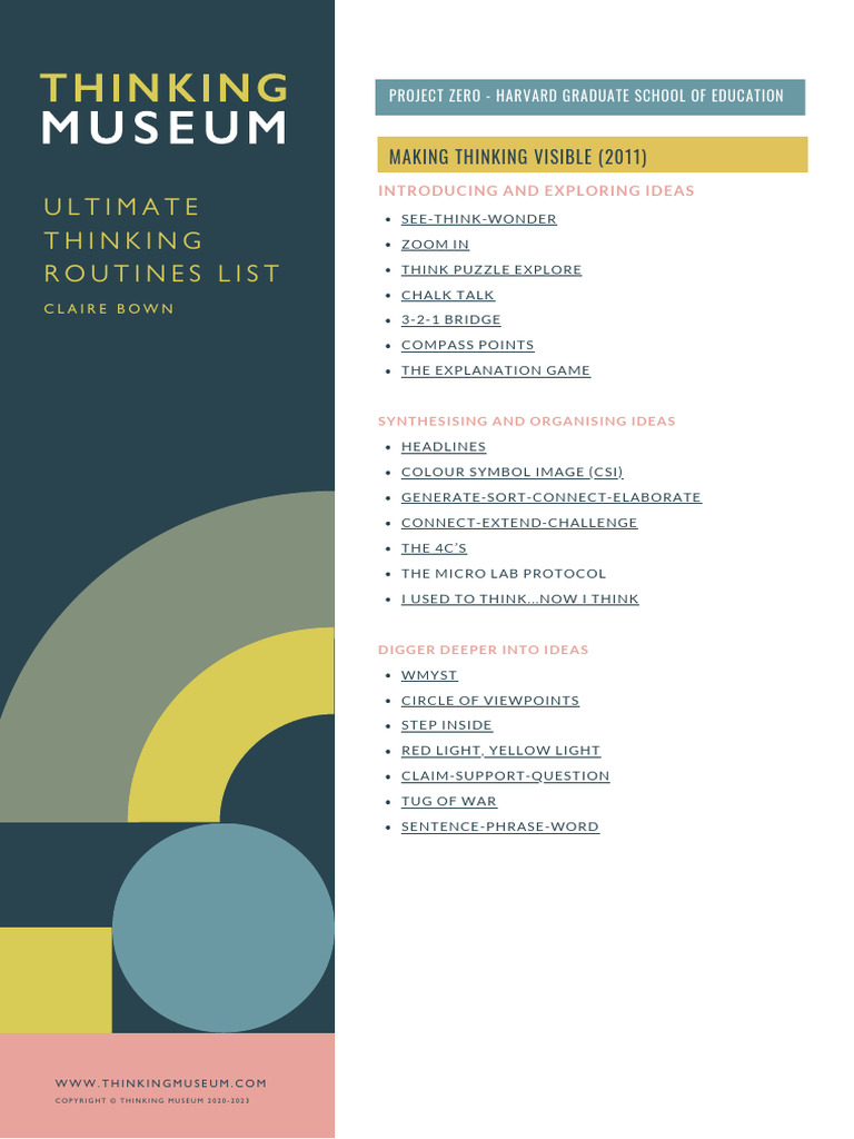 Sept 2023 Ultimate Thinking Routines | PDF