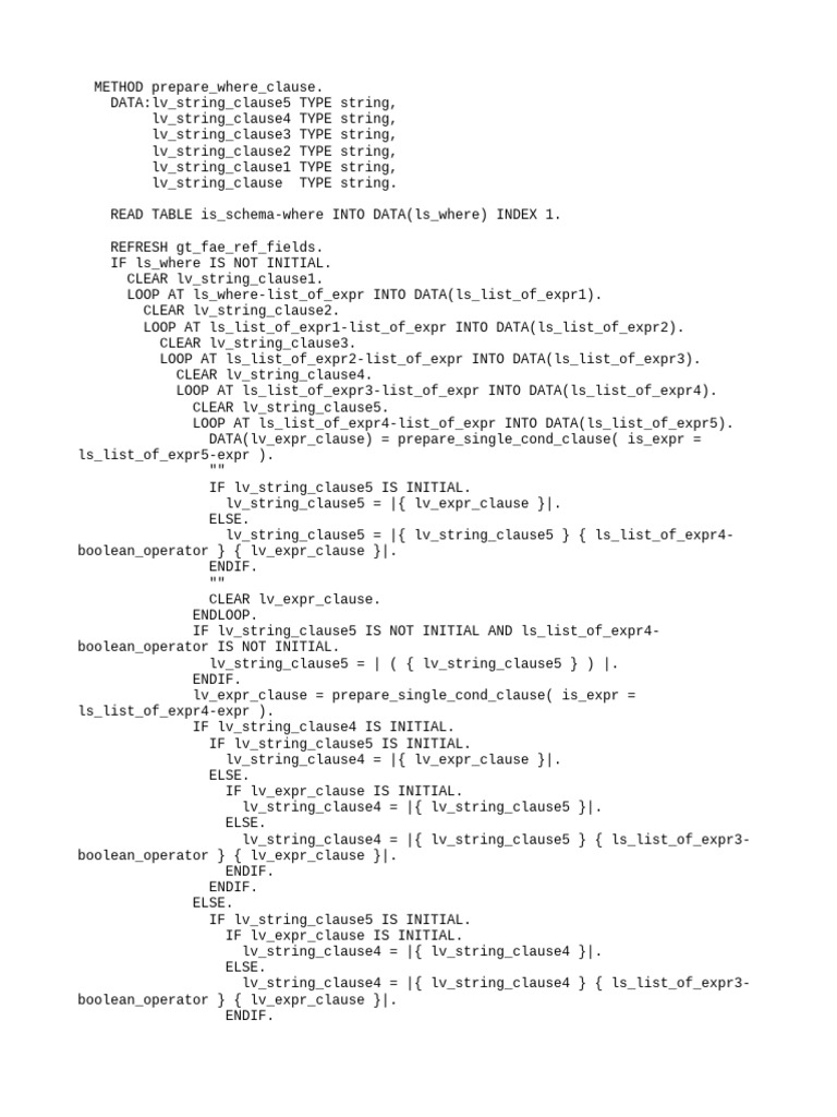 METHOD Prepare Where Clause. | PDF | Computer Programming | Software Engineering