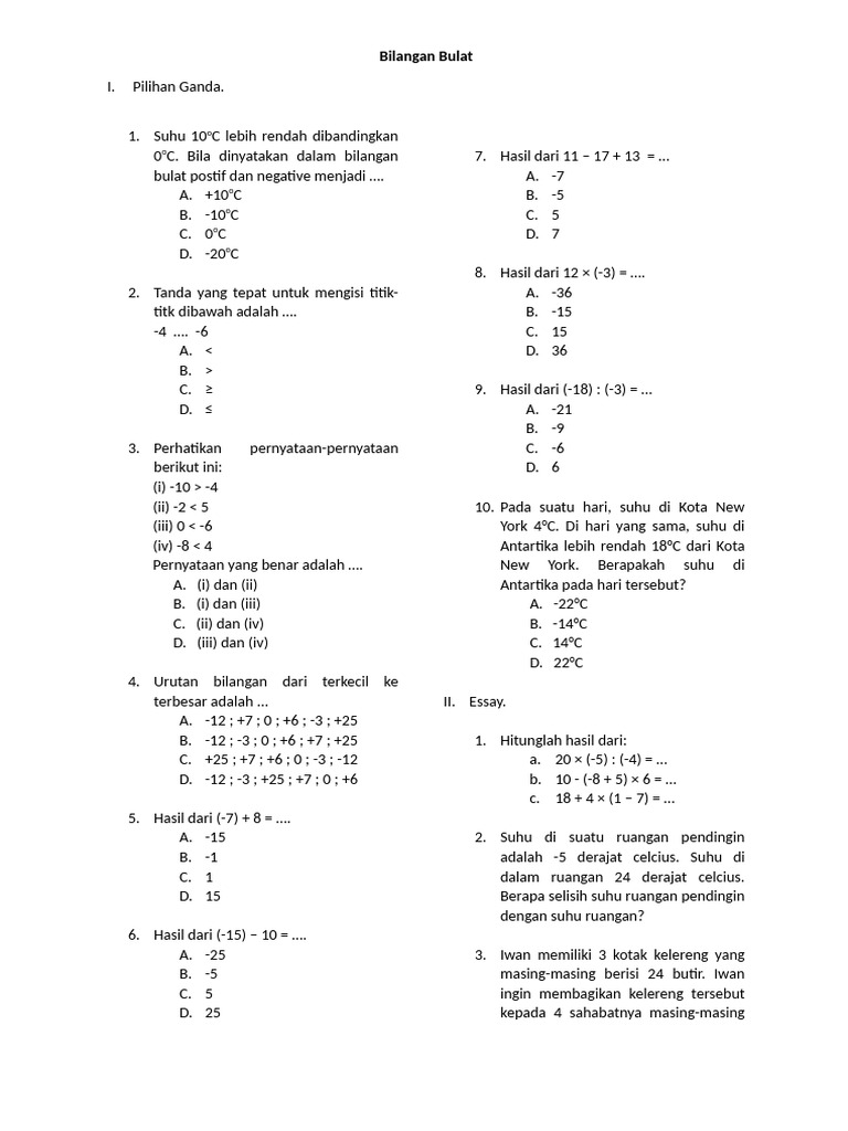 Bilangan Bulat | PDF
