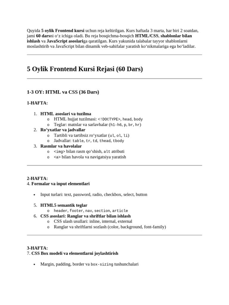 Front-End Dars Reja | PDF
