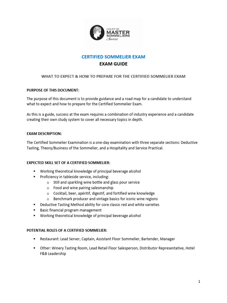 Certified Sommelier Exam Guide What To Expect | PDF | California Wine ...