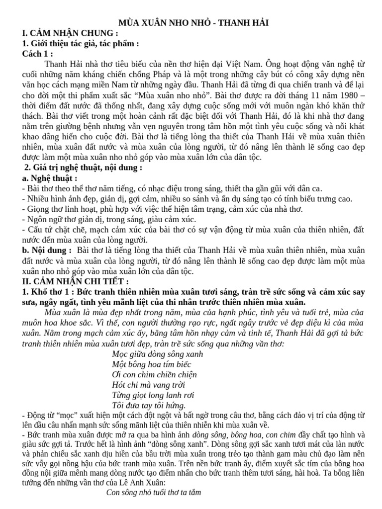 Mua Xuan Nho Nho 2023 | PDF